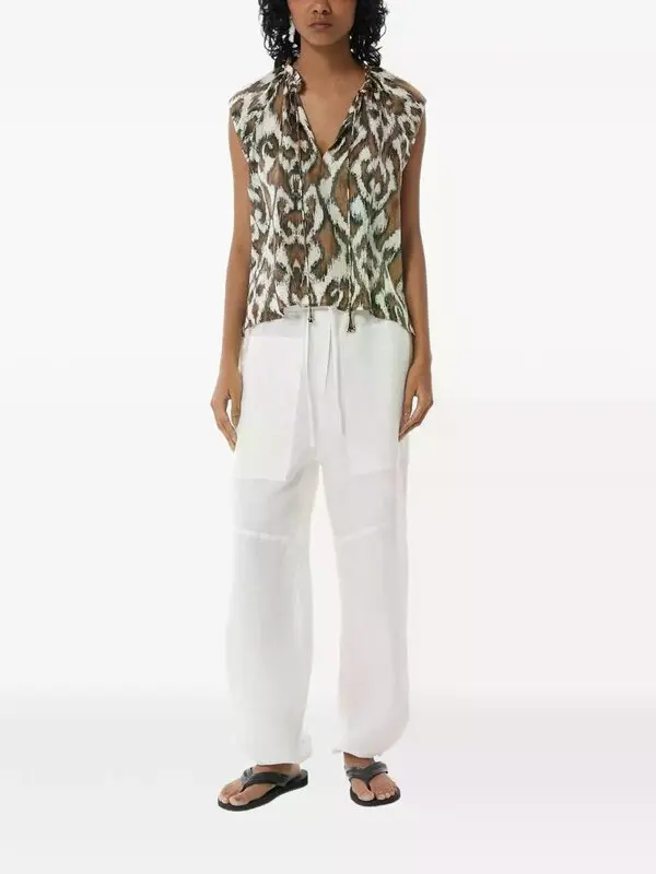 MARIA CHER Moreno Keyla Printed Silk Blouse - White