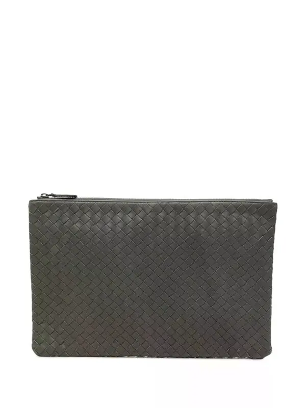 Bottega Veneta 2012-2026 Nappa Intrecciato Zip Clutch Bag - Grey
