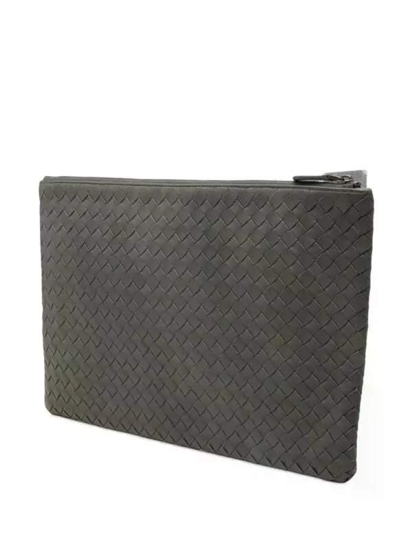 Bottega Veneta 2012-2026 Nappa Intrecciato Zip Clutch Bag - Grey