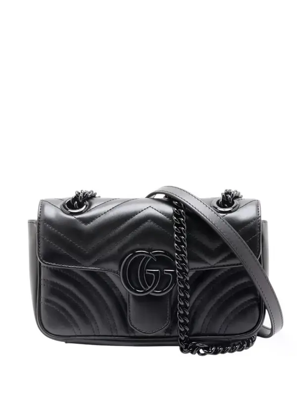 Gucci 2016-2026 Small Gg Marmont Matelasse Calfskin Monochrome Shoulder Bag - Black