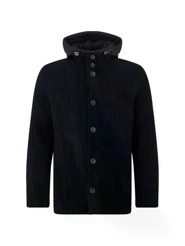 Herno Ribbed-knit Hooded Cardigan