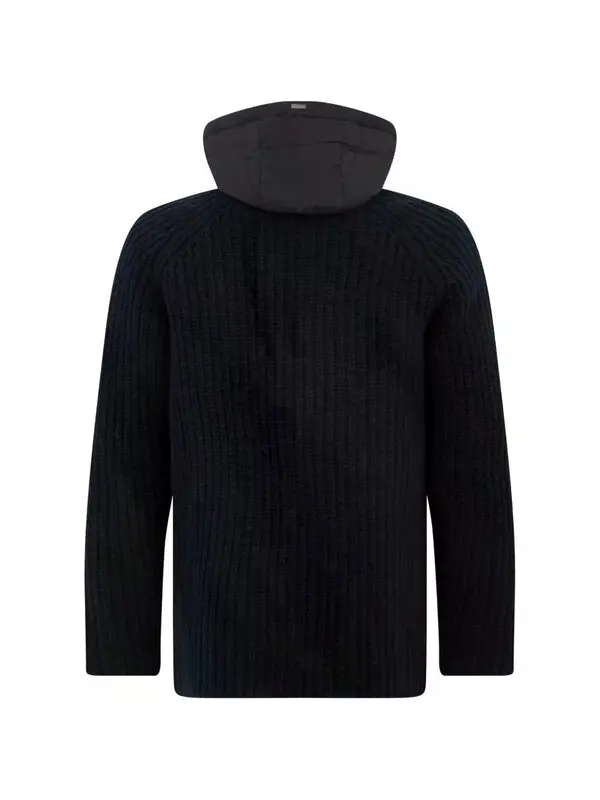 Herno Ribbed-knit Hooded Cardigan