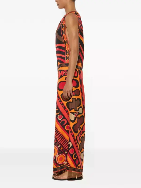 Emilio Pucci Marmo And Soleil Prints Asymmetrical Silk Dress