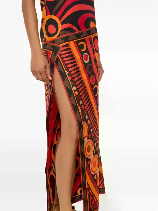 Emilio Pucci Marmo And Soleil Prints Asymmetrical Silk Dress