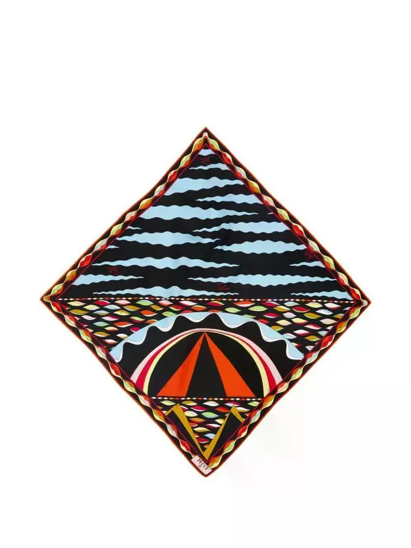 Emilio Pucci Mixed Print Silk Scarf