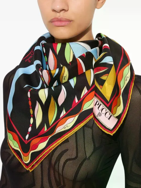 Emilio Pucci Mixed Print Silk Scarf