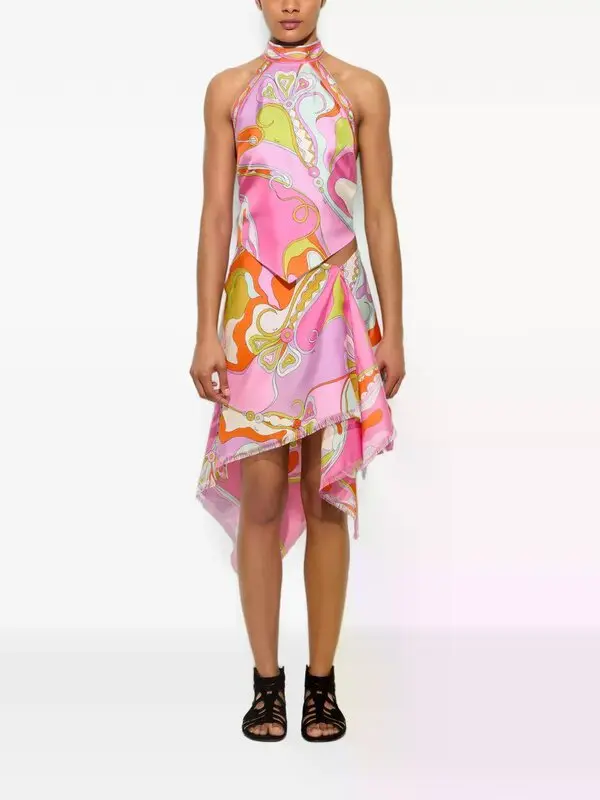 Emilio Pucci Orchidee-print Silk Skirt