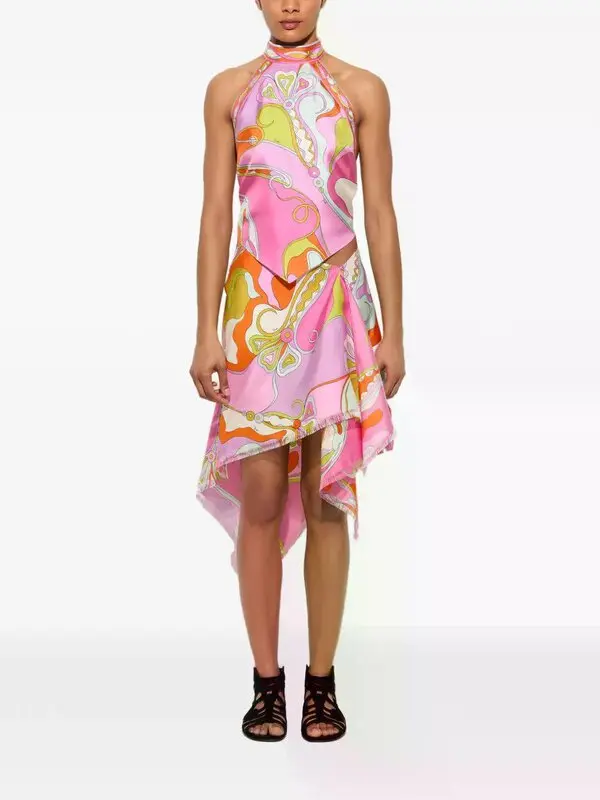 Emilio Pucci Orchidee-print Silk Skirt