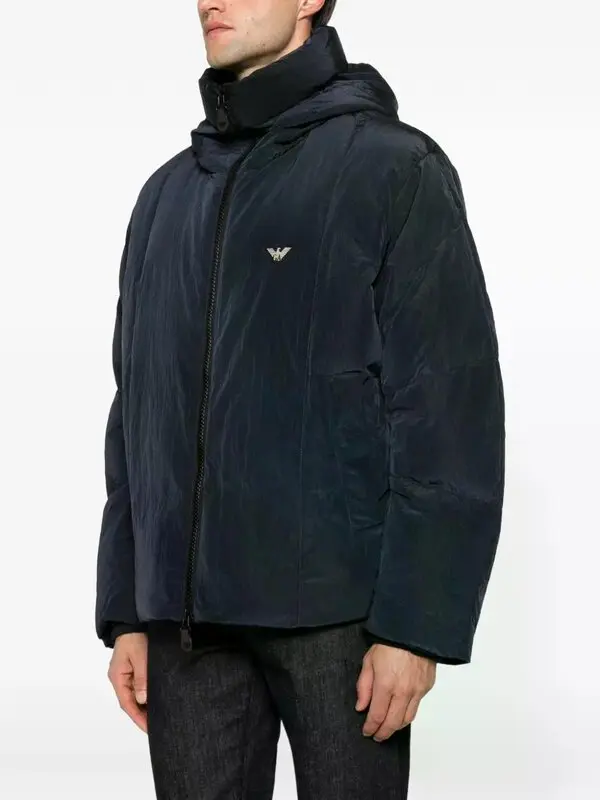 Emporio Armani Logo-plaque Hooded Jacket - Blue
