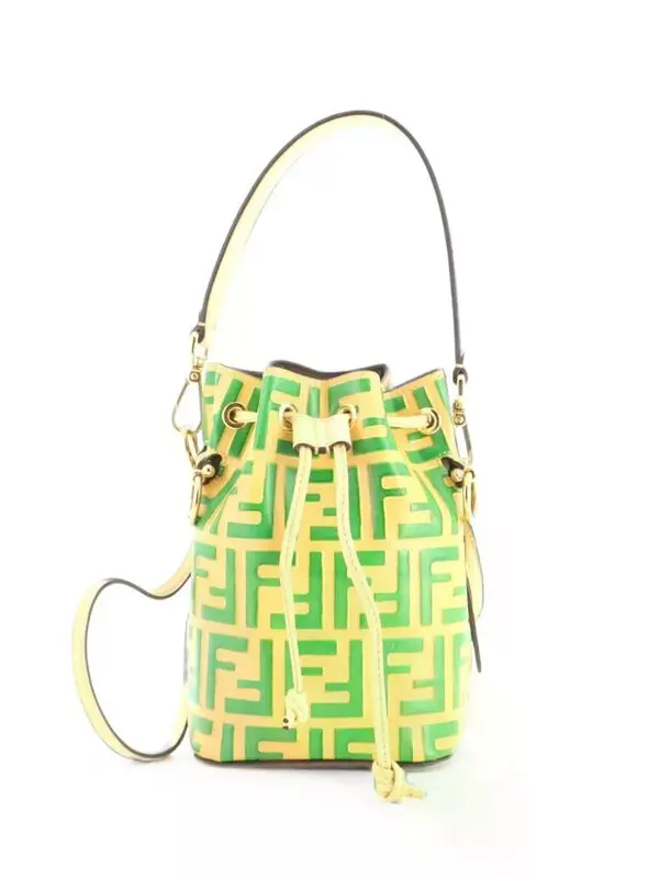 Fendi Mon Tresor Zucca Embossed Leather Mini Bucket Bag - Green