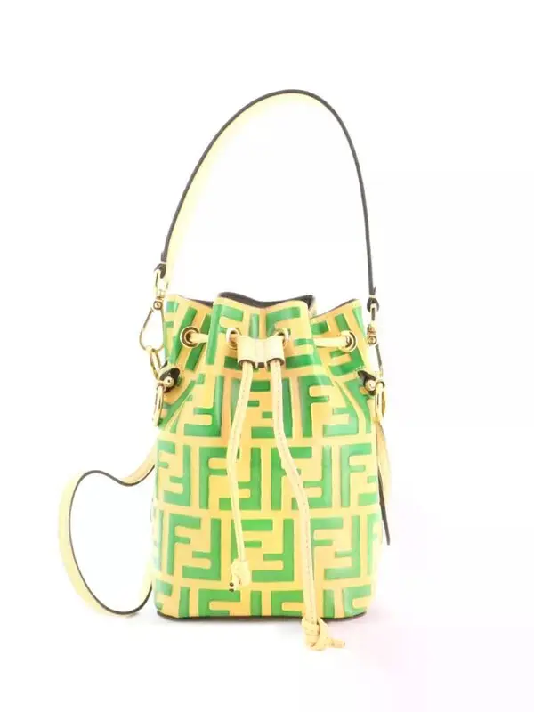 Fendi Mon Tresor Zucca Embossed Leather Mini Bucket Bag - Green
