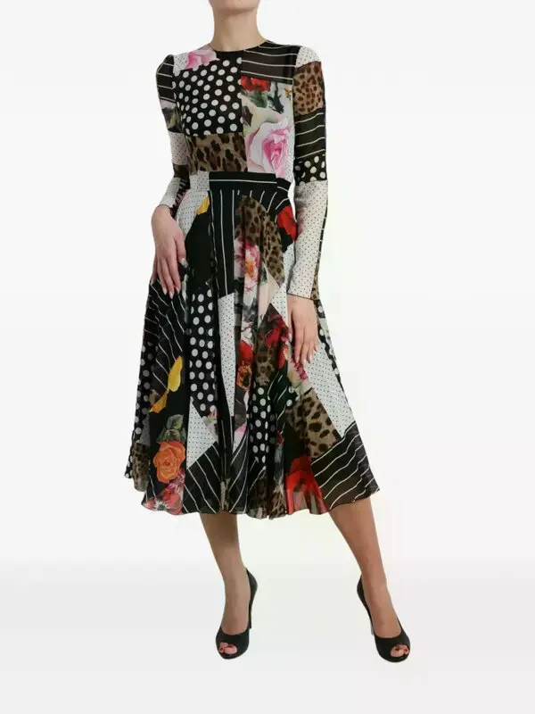 Dolce & Gabbana Patchwork-design Floral-print Midi Dress