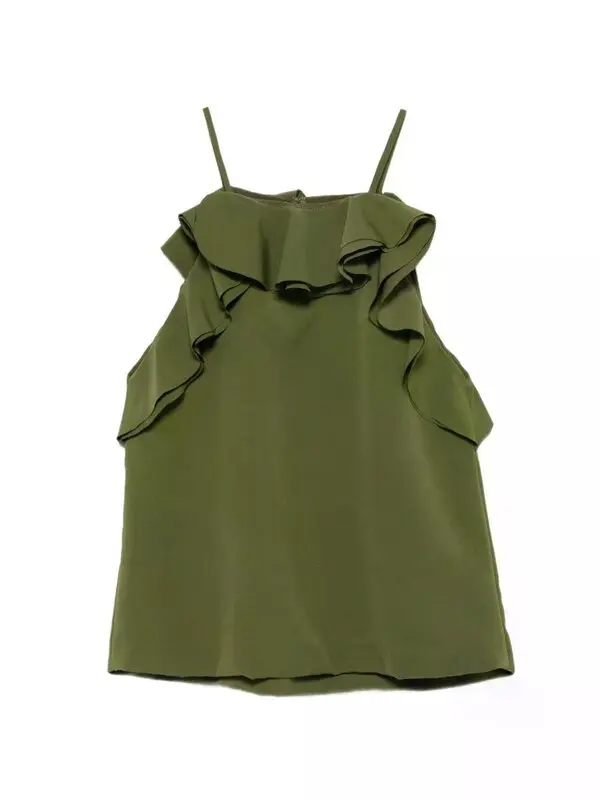 ROSANNA OCAMPO Alba Ruffled Halterneck Top - Green