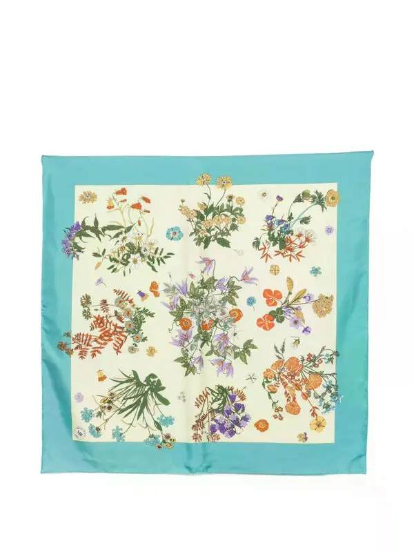 MANTERO 1902 Floral-print Silk Scarf - Blue