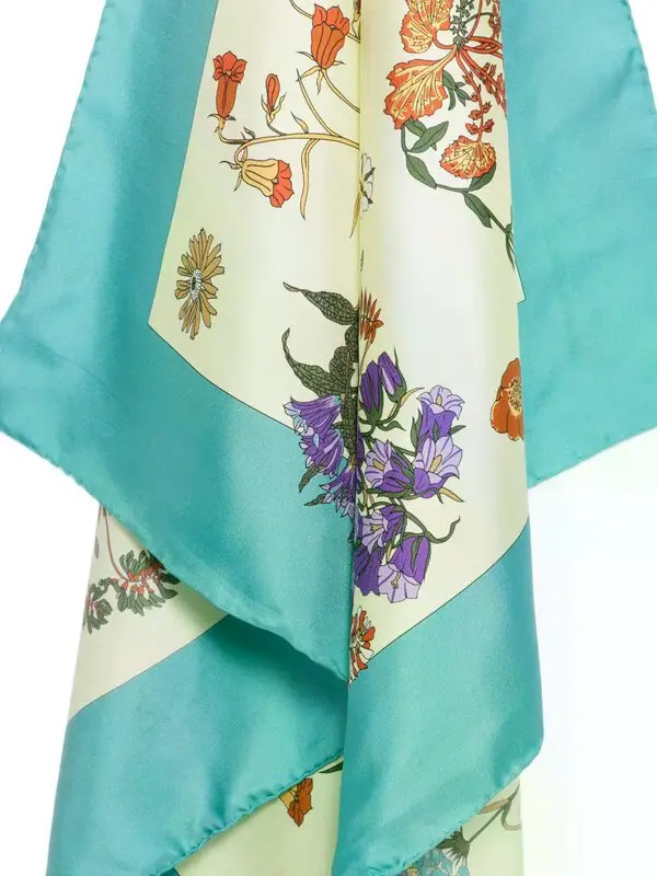 MANTERO 1902 Floral-print Silk Scarf - Blue