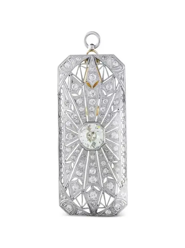 LB EXCLUSIVE Art Deco Diamond Brooch - Silver