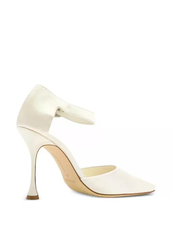 Manolo Blahnik Zutonplan Crystal-buckle Satin Pumps - Neutrals