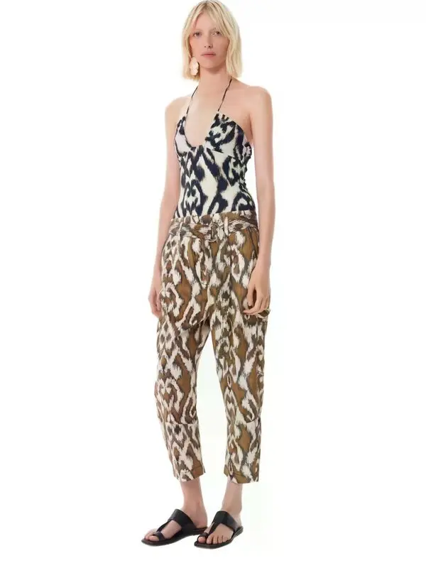 MARIA CHER Moreno Dabir Printed Cropped Trousers - Brown