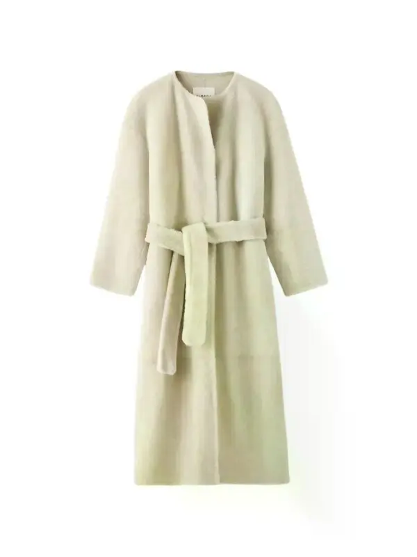Almada Label Shea Belted Shearling Coat - Neutrals