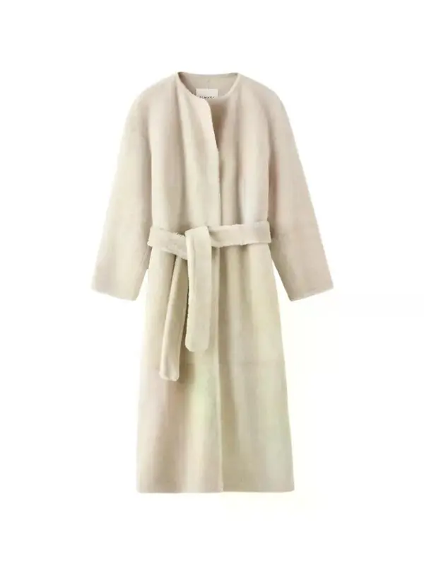 Almada Label Shea Belted Shearling Coat - Neutrals