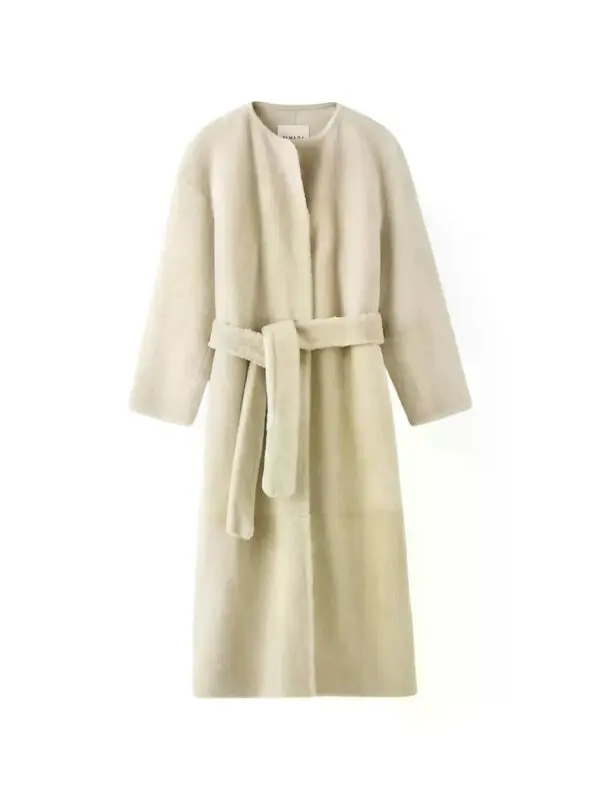 Almada Label Shea Belted Shearling Coat - Neutrals