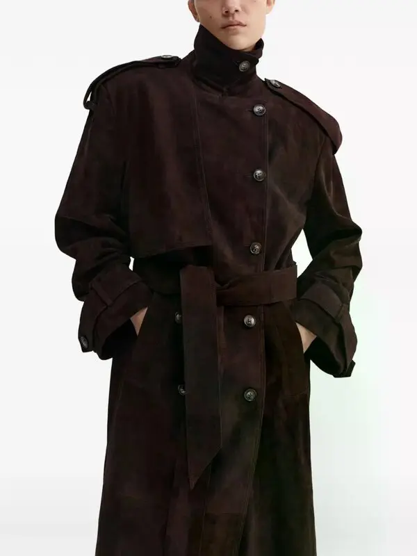 Almada Label Sienna Belted Suede Trench Coat