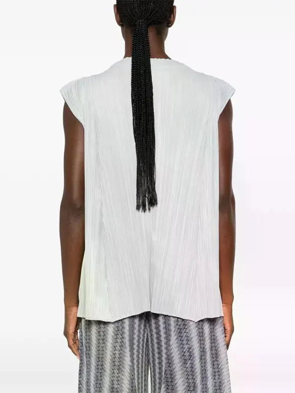 Issey Miyake Pleated Sleeveless Top - Grey