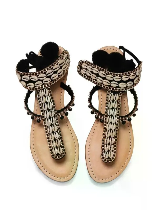 Silvia Tcherassi Vechiano Shell-embellished Sandals