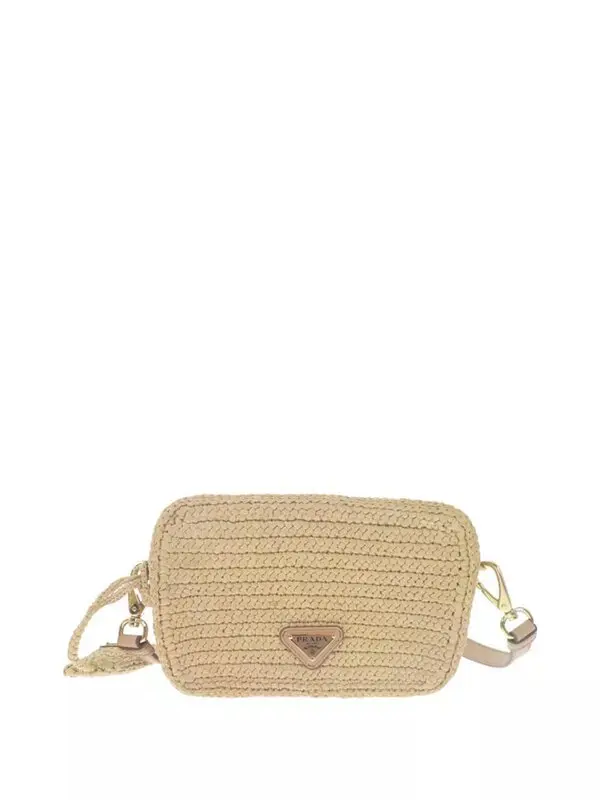 Prada 2013-2026 Yarn Effect Raffia Crochet Brique Crossbody Bag