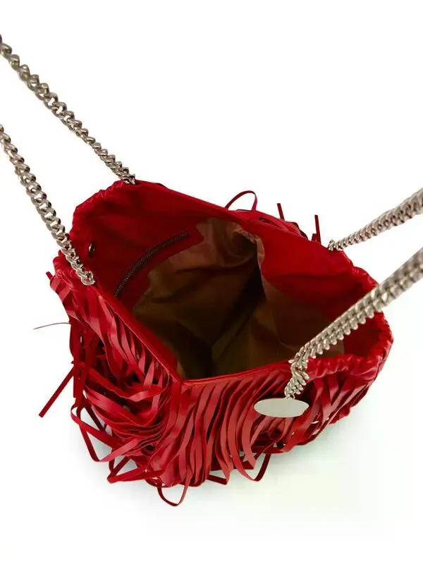 Stella McCartney Falabella Fringe Drawstring Shoulder Bag - Red