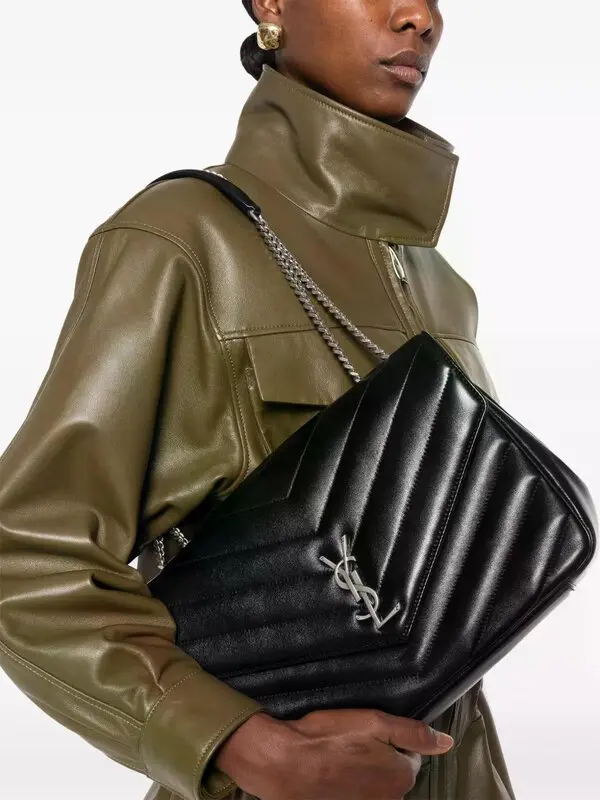Saint Laurent Loulou Large Bag In Matelassé Lambskin - Black