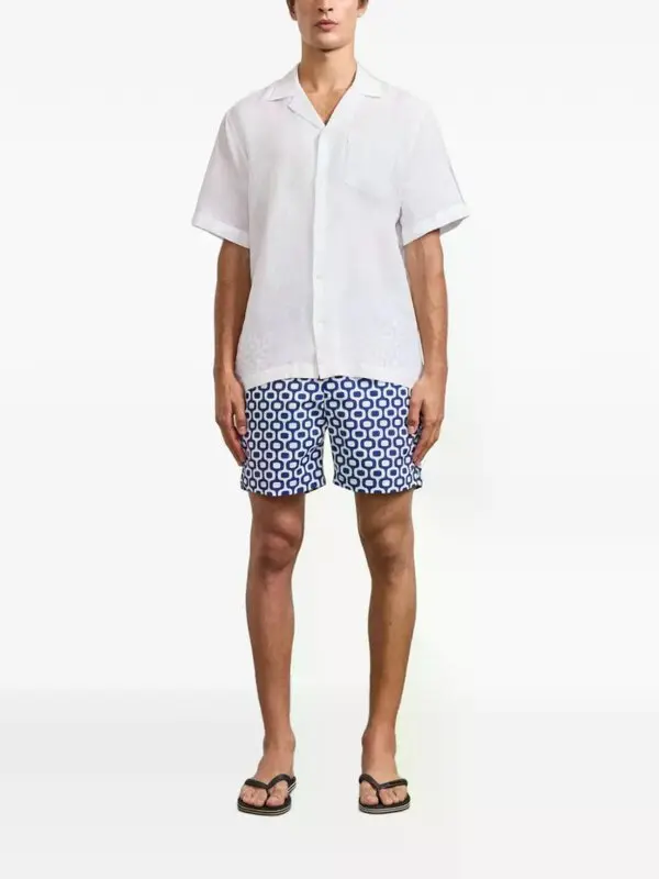 Frescobol Carioca Porto Ipanema-print Swim Shorts - Blue
