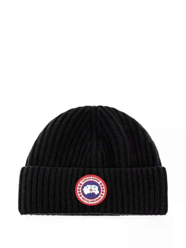 Canada Goose Ribbed-knit Logo-patch Beanie Hat