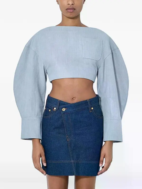 Jacquemus The Casaco Open-back Crop Top - Grey