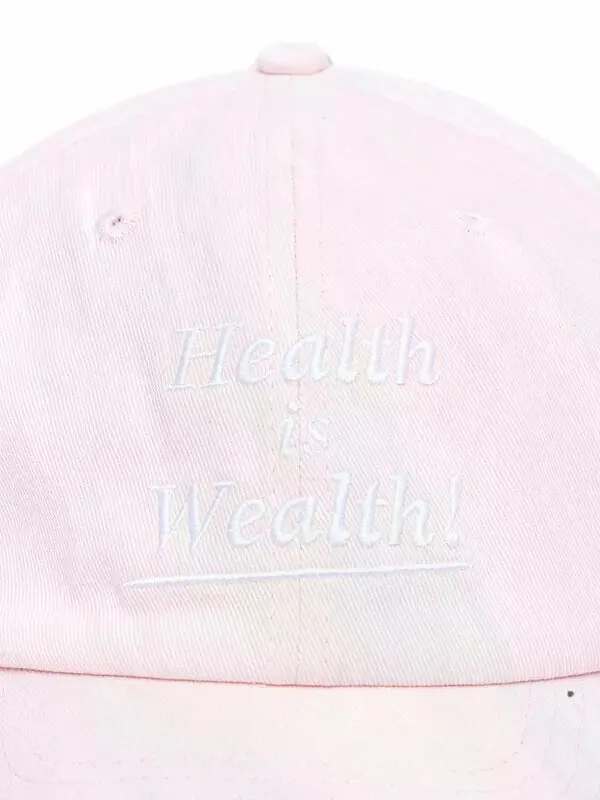 Sporty & Rich Health Is Wealth Embroidered-slogan Baseball Cap