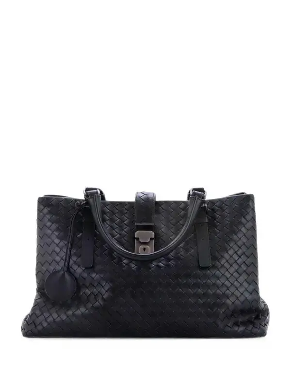 Bottega Veneta Roma Bag Intrecciato Nappa Medium Tote Bag - Black