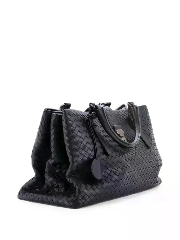 Bottega Veneta Roma Bag Intrecciato Nappa Medium Tote Bag - Black