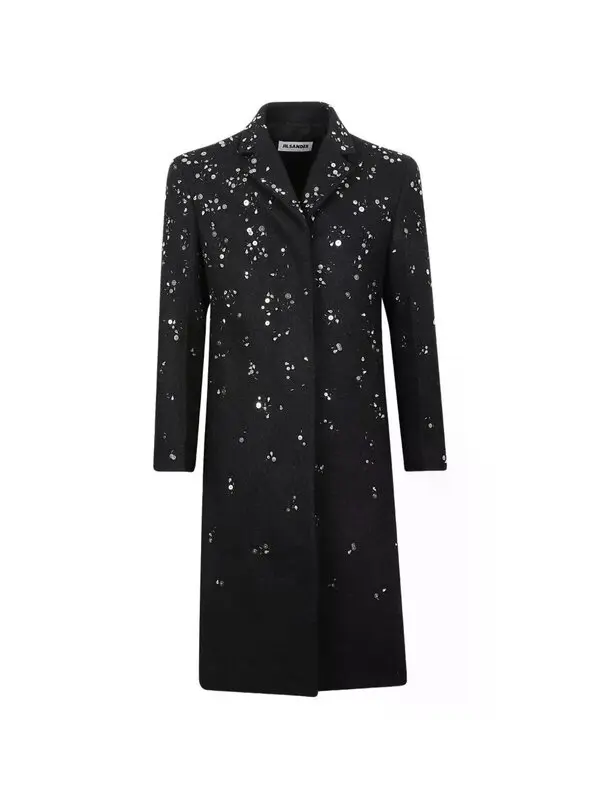 JIL SANDER Crystal-embellished Wool Coat - Black
