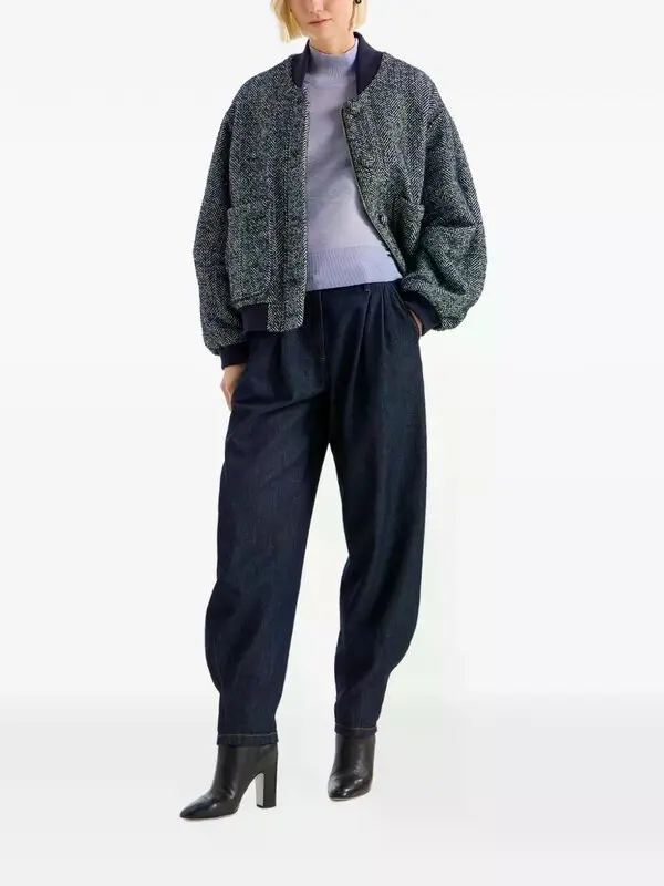 GENNY High-neck Long-sleeve Top - Blue