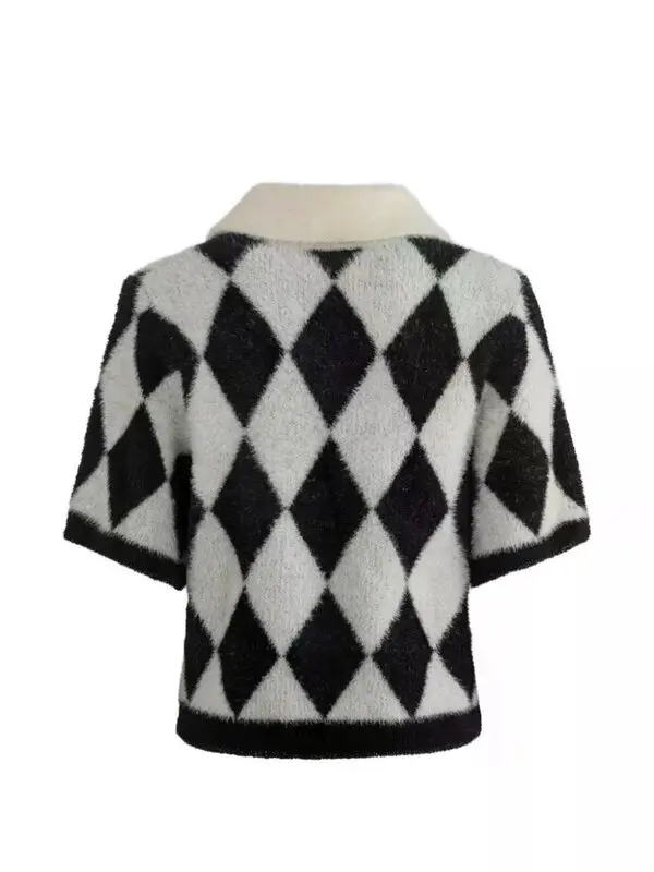 GAELLE PARIS Argyle Flower-embellished Sweater