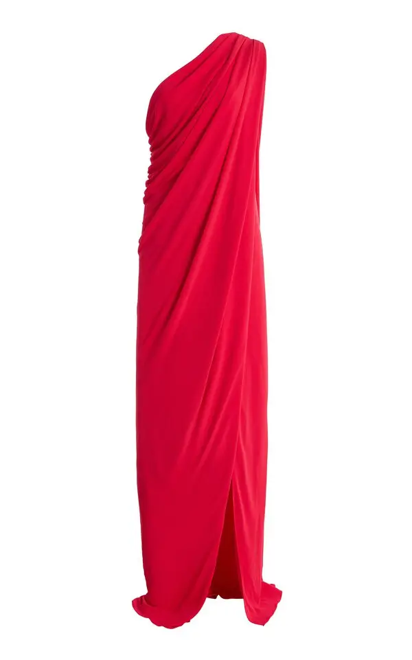 Monique Lhuillier One-shoulder Asymmetric Draped Gown