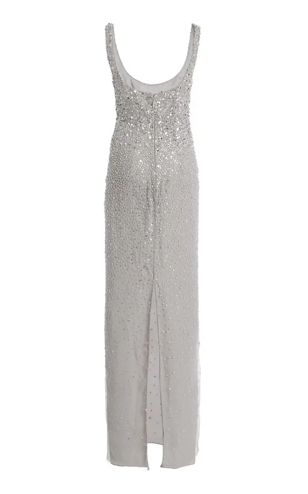 Monique Lhuillier Embroidered Tulle Scoop-neck Maxi Dress