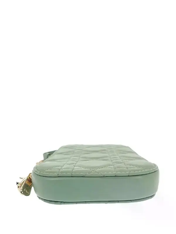 Dior 2010-2026 Lambskin Cannage Lady Call In Phone Holder Satchel - Green