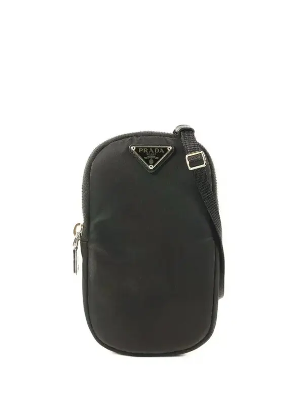 Prada Enamelled Triangle Logo Phone Shoulder Bag
