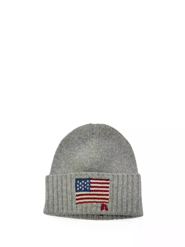 Polo Ralph Lauren Flag-intarsia Wool-blend Beanie - Grey