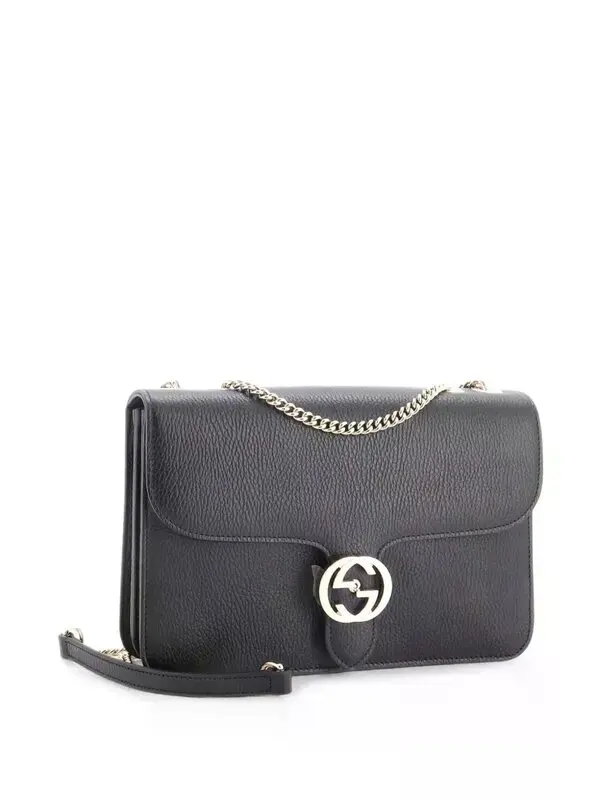 Gucci Interlocking Leather Medium Shoulder Bag - Black