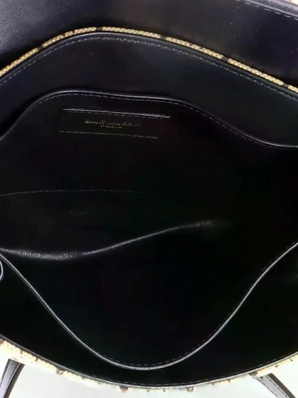 Saint Laurent Top Flap Satchel Monogram All Over Canvas And Leather Small Crossbody Bag - Black