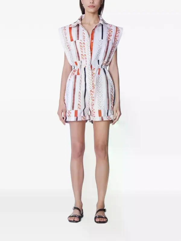 MARIA CHER Benavidez Ursula Button-fastening Playsuit - Neutrals
