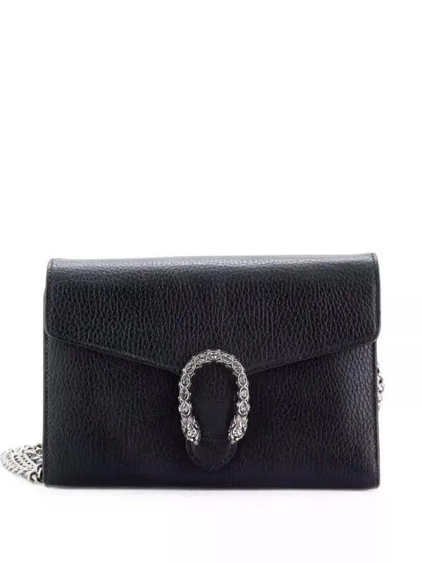 Gucci Dionysus Chain Wallet Leather With Embellished Detail Small Crossbody Bag - Black