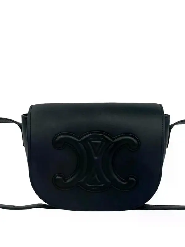 Celine 2022 Calfskin Cuir Triomphe Folco Crossbody Bag - Black